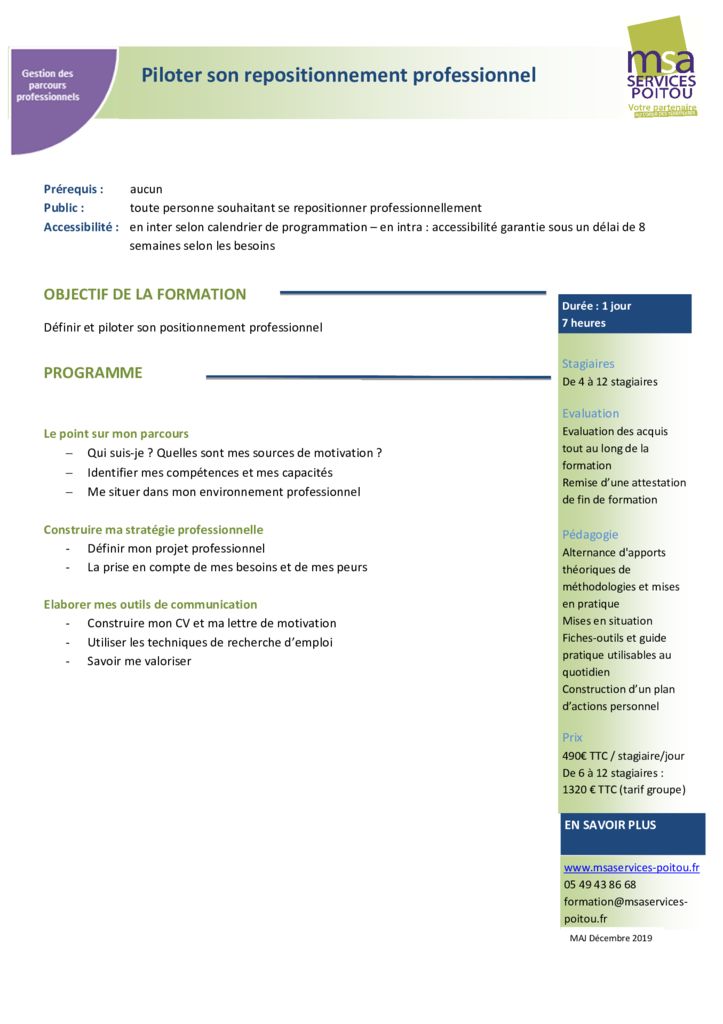 Piloter son repositionnement professionnel