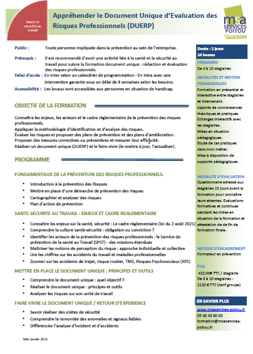 Appréhender le Document Unique d’Evaluation des Risques Professionnels (DUERP)